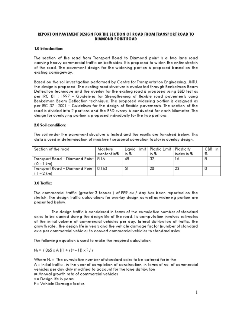Benkelman Beam Deflection Technique Transport Road - Diamond Point Road ...