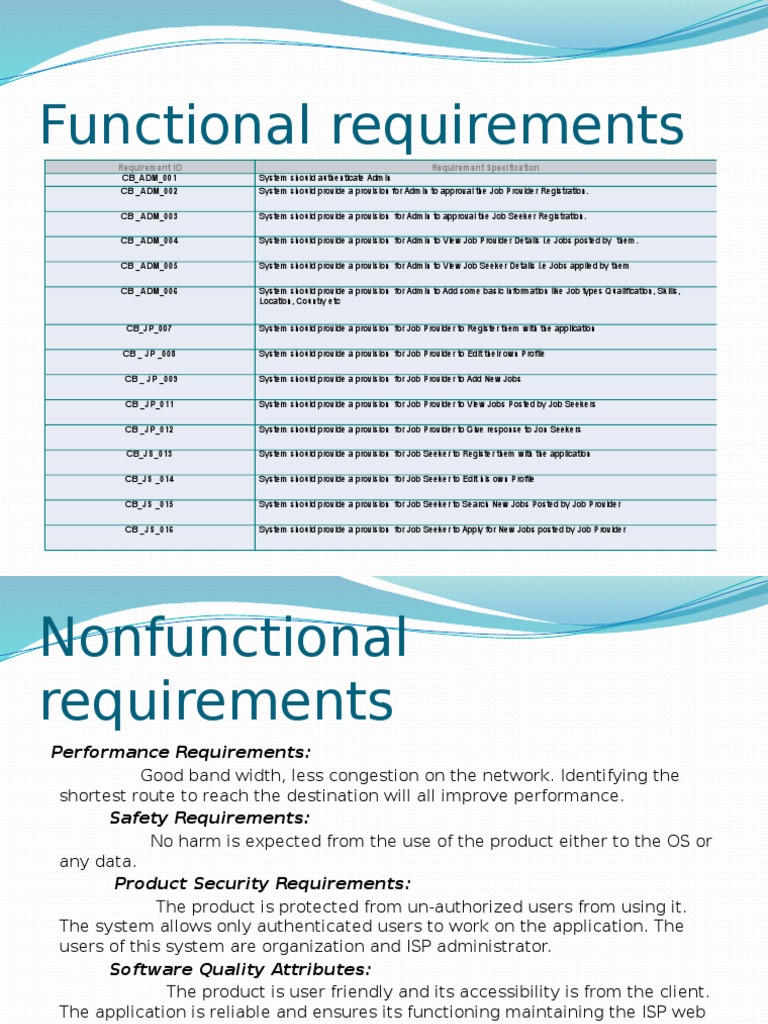 Functional Requirements: Requirement ID Requirement Specification | PDF ...