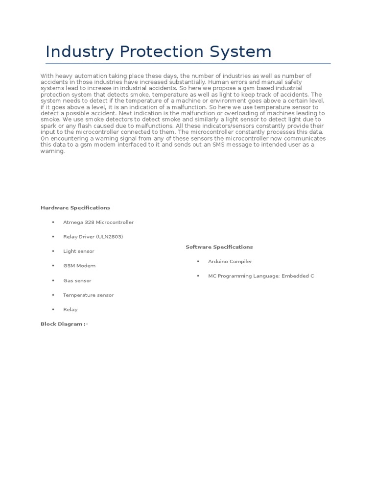Industry Protection System: Hardware Specifications | PDF