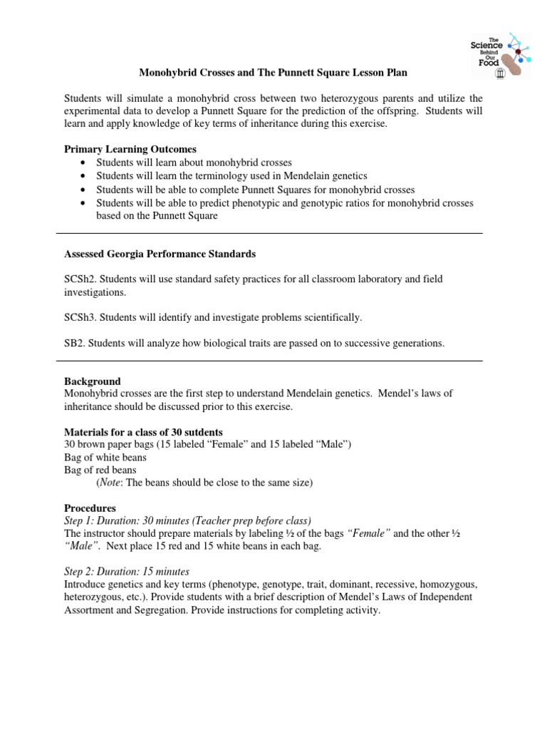 Monohybrid Crosses with Punnett Squares | PDF | Genotype | Dominance ...