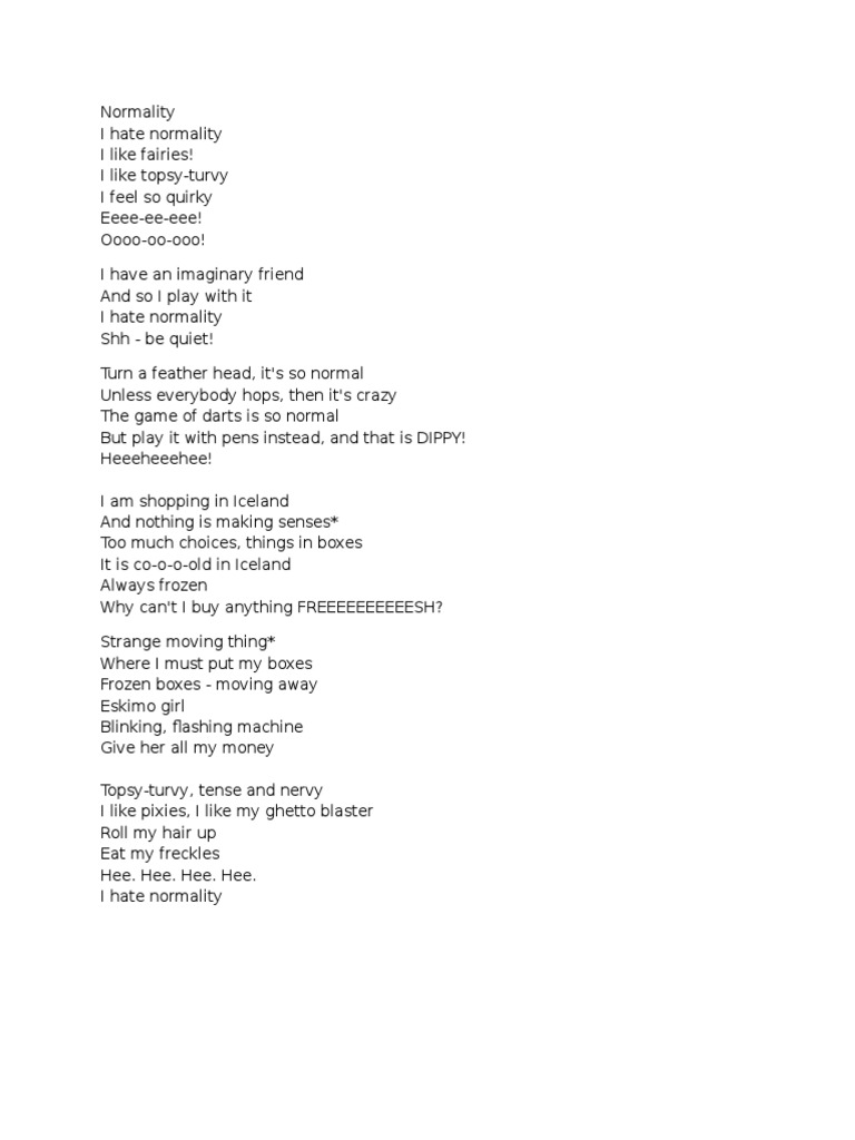 Embracing Quirkiness Over Normality | PDF | Cooking, Food & Wine | Poetry