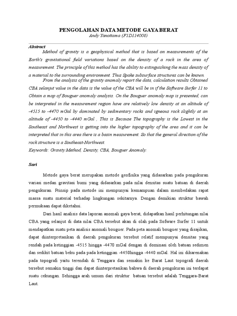 Metode Gaya Berat Geofisika | PDF