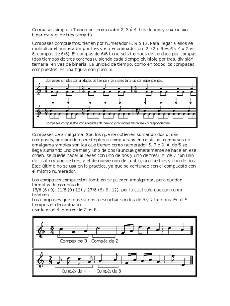 Tipos de compases en música: guía completa | PDF | Notación musical | Poética