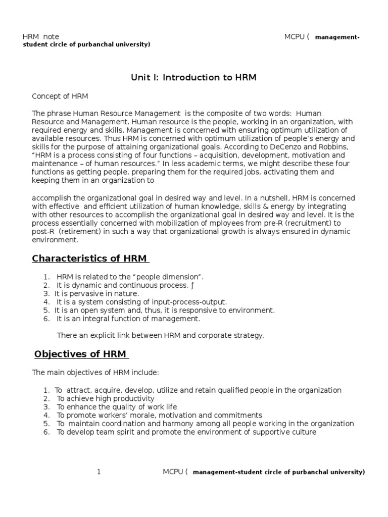 HRM Note | PDF | Human Resource Management | Employment