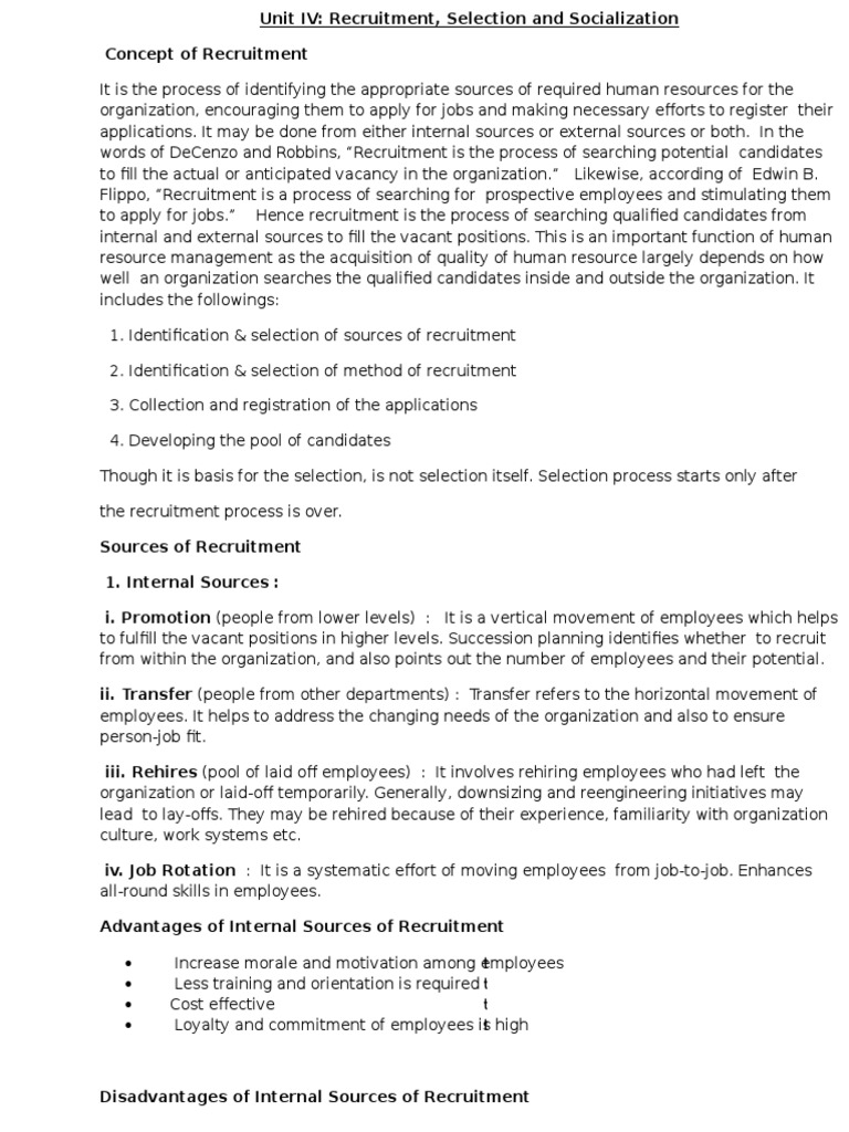 HRM 4 Unit | PDF | Recruitment | Socialization
