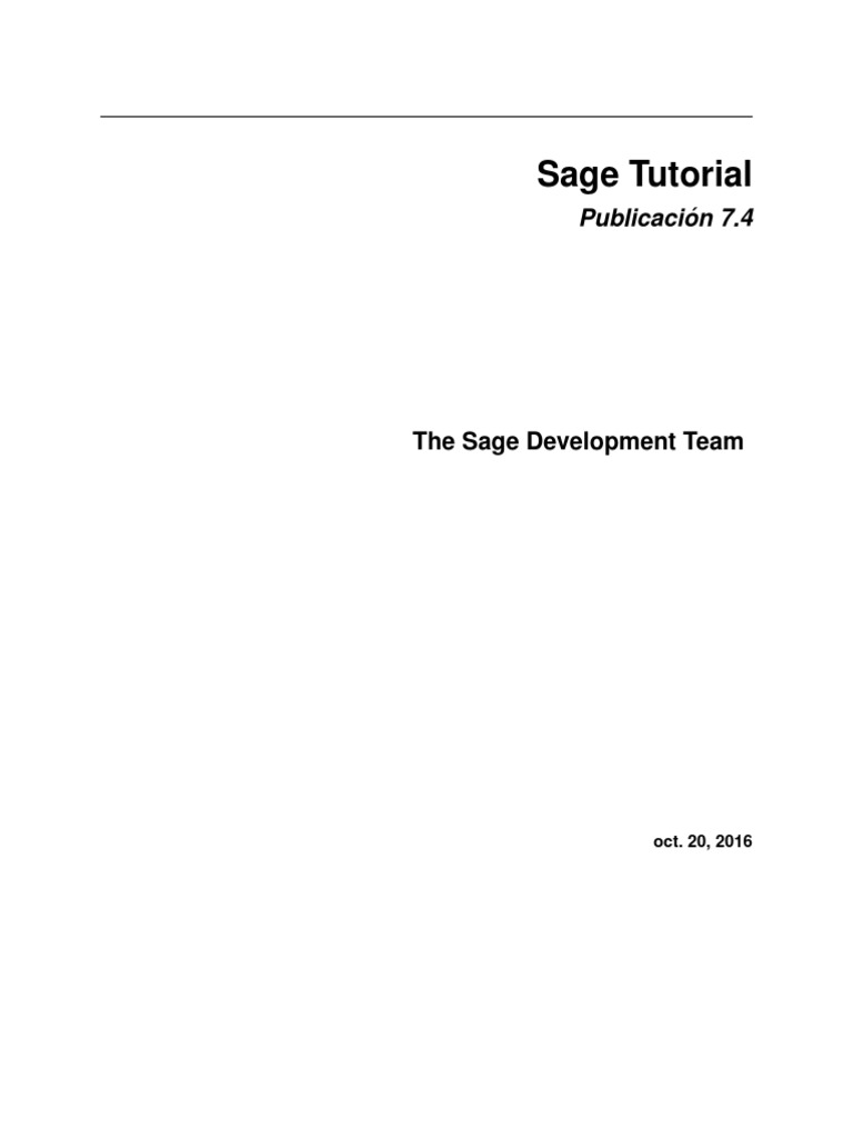 An Introduction to Using Sage: Interactive Mathematics Software | PDF ...