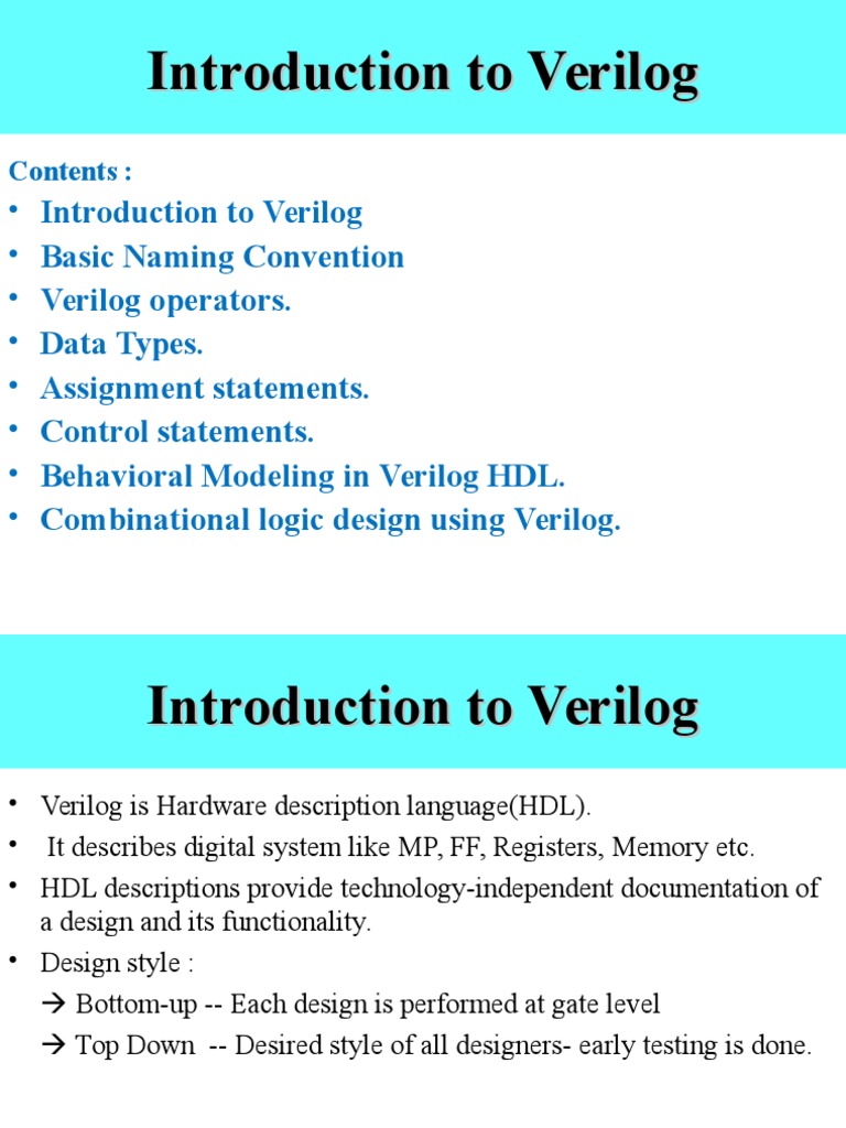 Introduction To Verilog | PDF | Hardware Description Language | Logic Synthesis