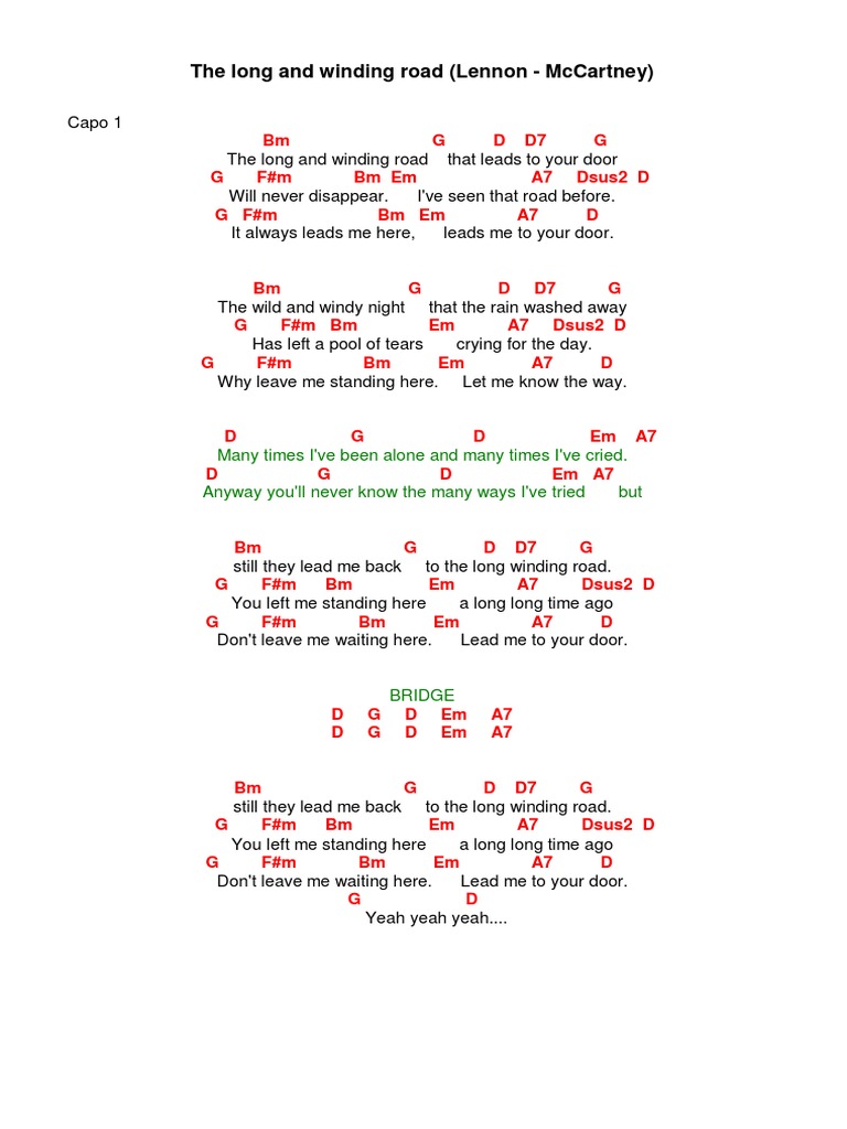 The Long and Winding Road The Beatles Accords Guitare | PDF