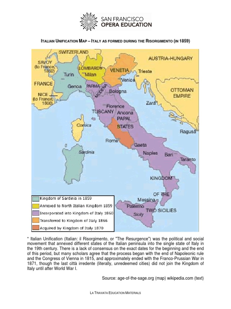 Italian Unification Map | PDF | Travel