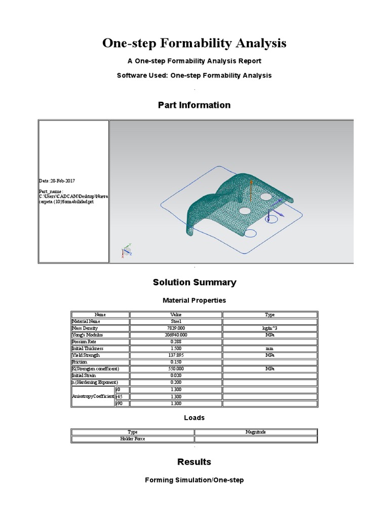 One-Step Formability Analysis: Part Information | PDF