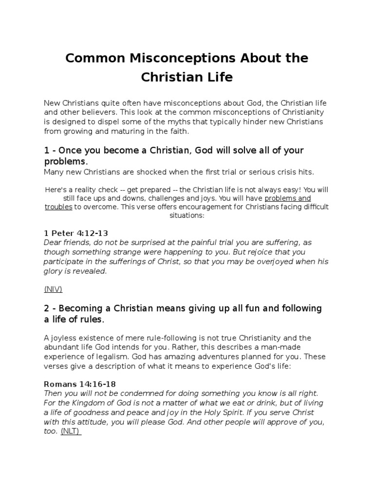 Common Misconceptions About The Christian Life: 1 - Once You Become A ...