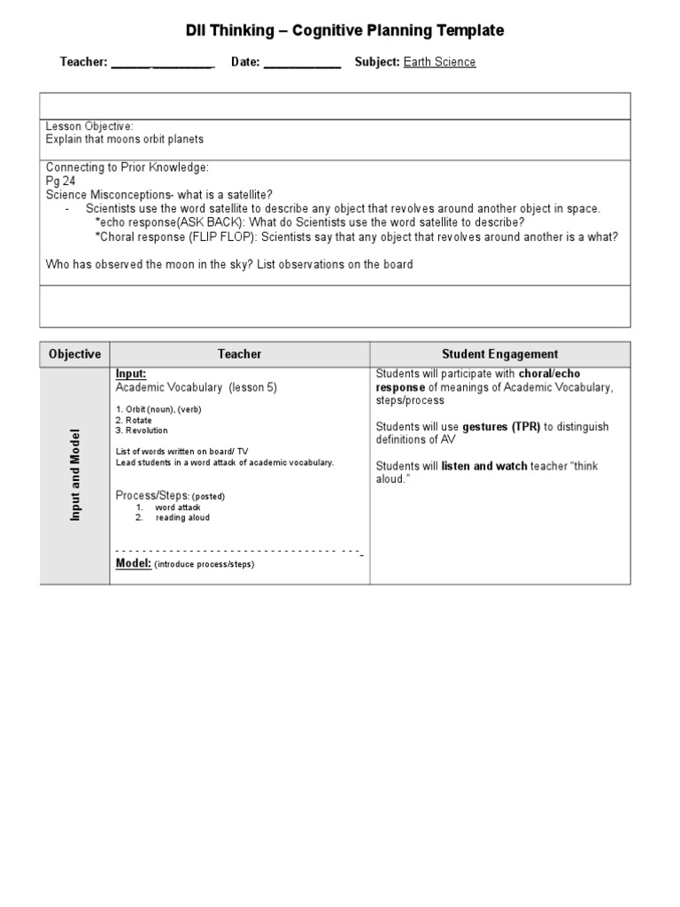 DII Lesson Plan Template-1 | PDF | Rotation | Planets