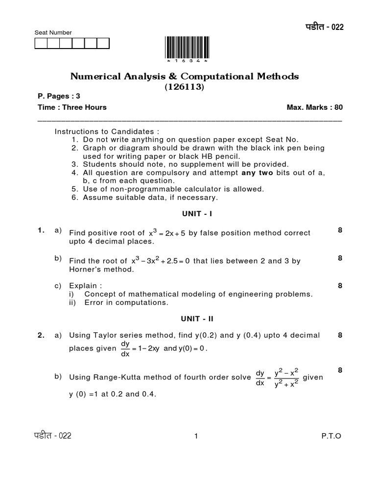 Numerical Analysis & Computational Methods | PDF