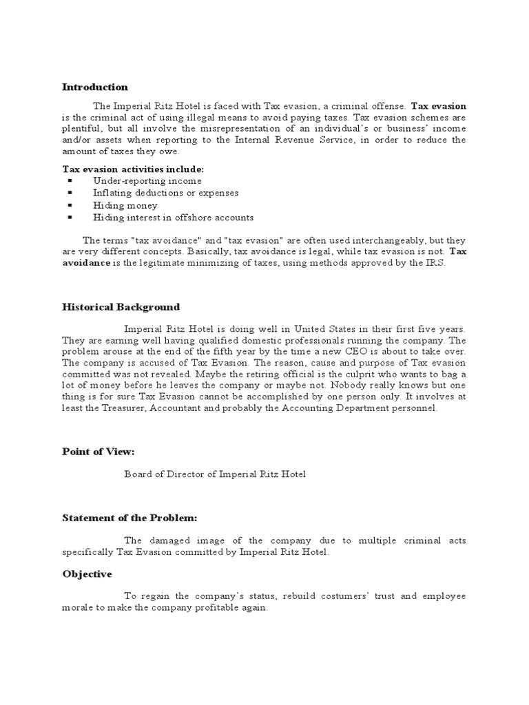 Case Study Output | PDF | Tax Evasion | Tax Avoidance