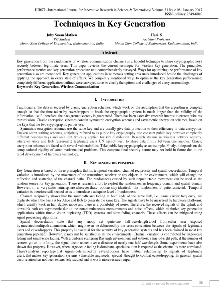 Techniques in Key Generation | PDF | Key (Cryptography) | Public Key ...