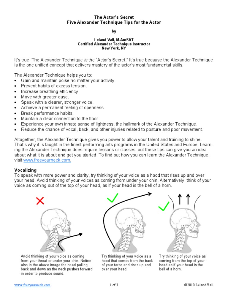The Actor's Secret - Five Alexander Technique Tips For The Actor | PDF ...