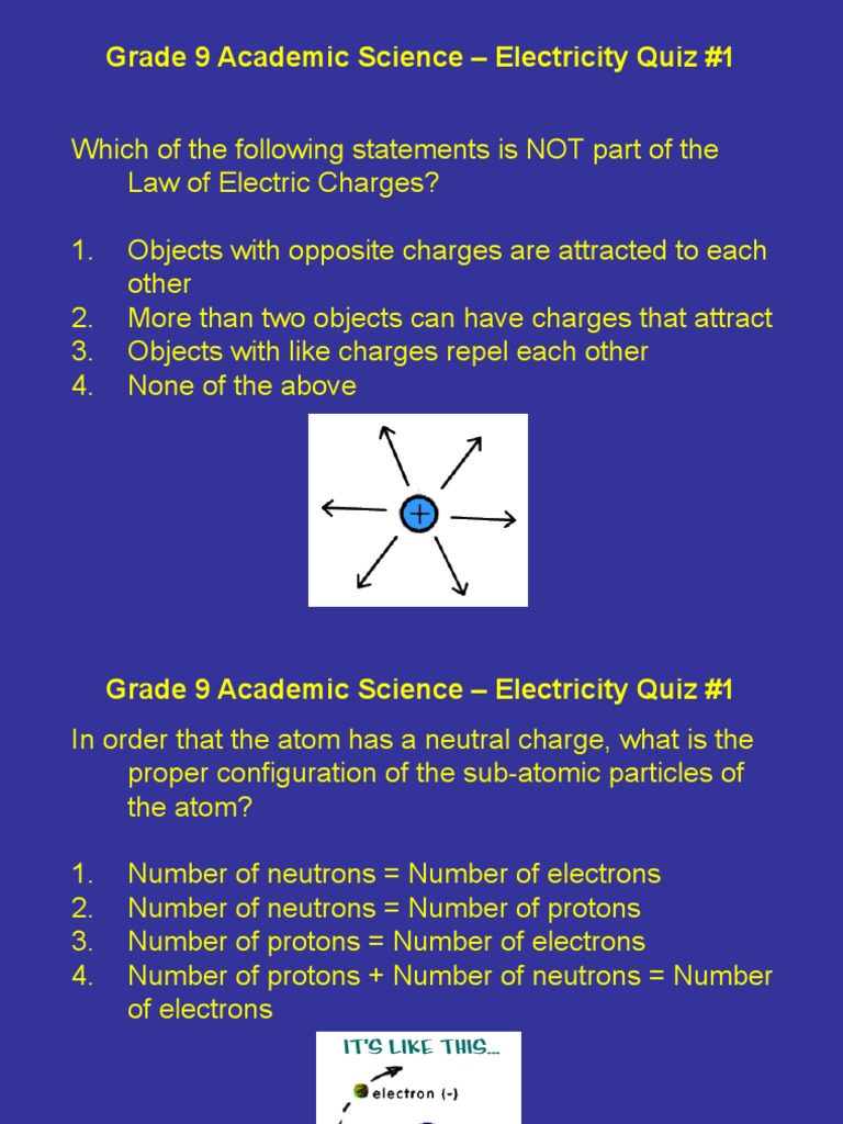 Unit 4 - Electricity Quiz #10 | PDF | Electric Charge | Electron