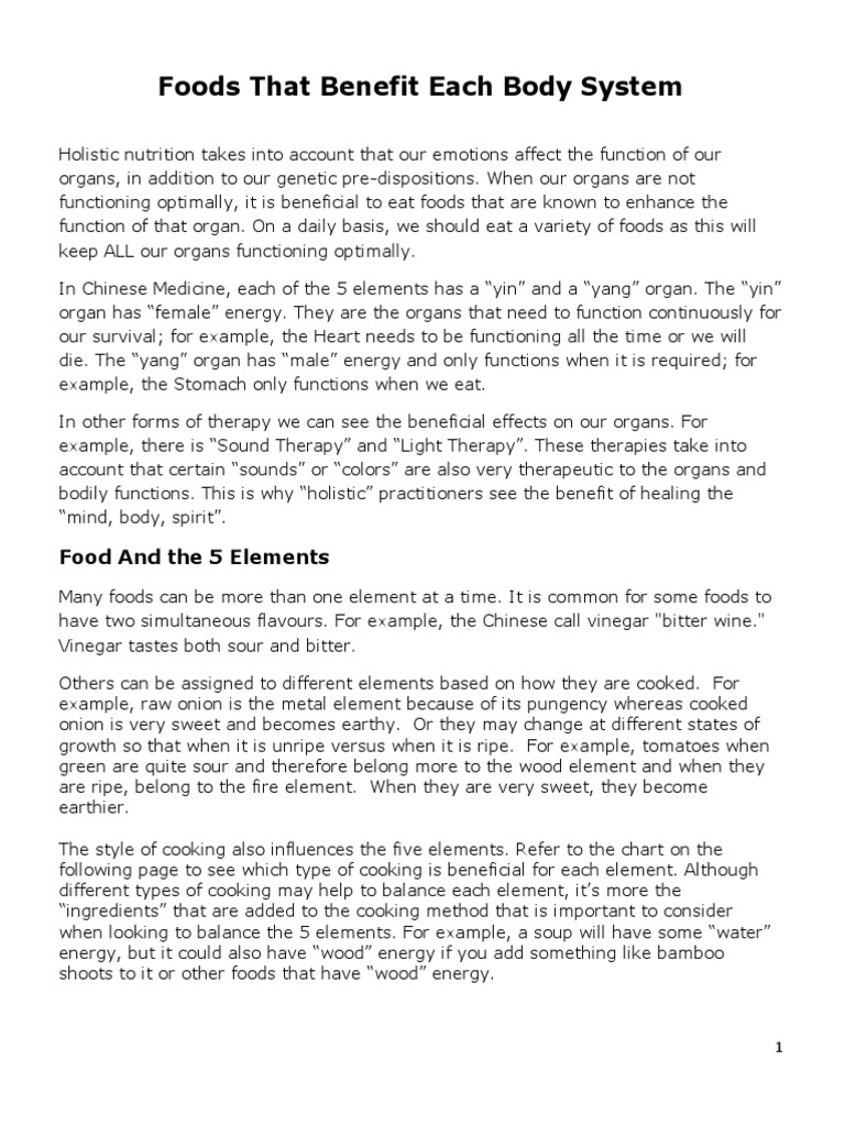 (TCM) Foods and Elements | PDF | Digestion | Traditional Chinese Medicine