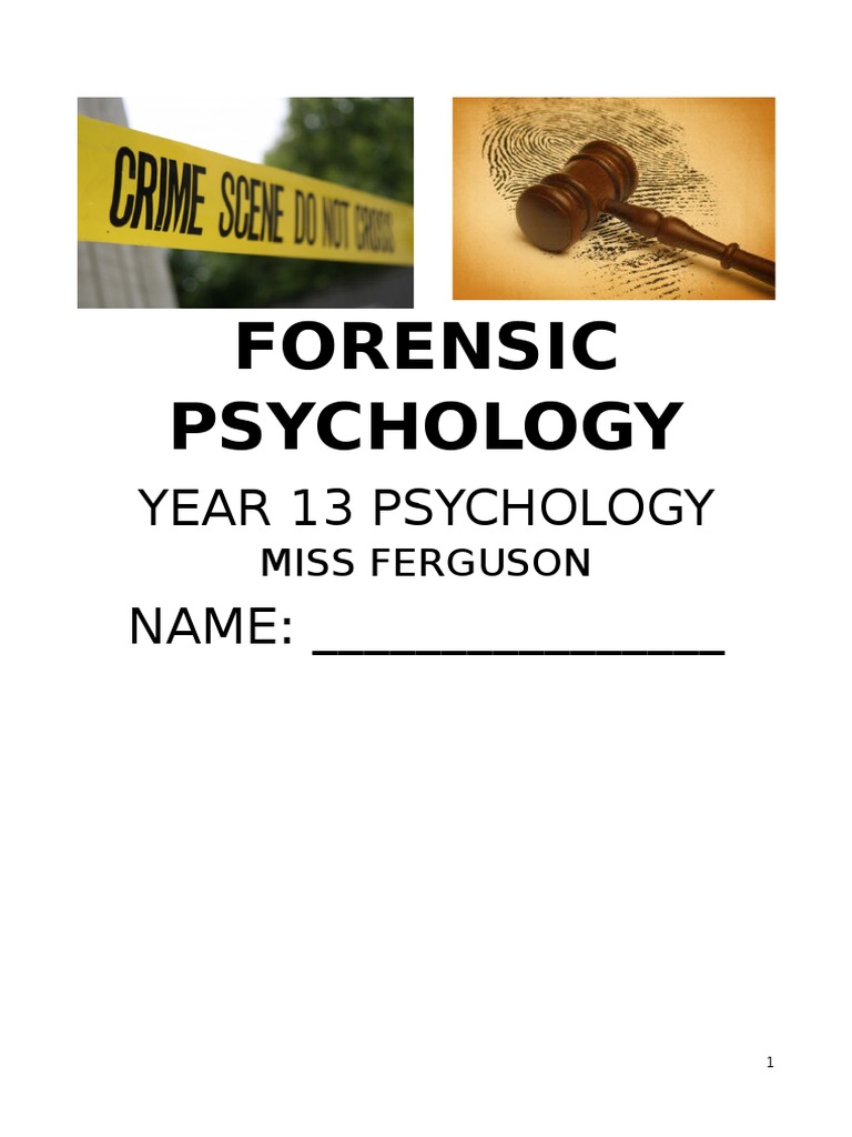 forensic psychology booklet | Offender Profiling | Mens Rea