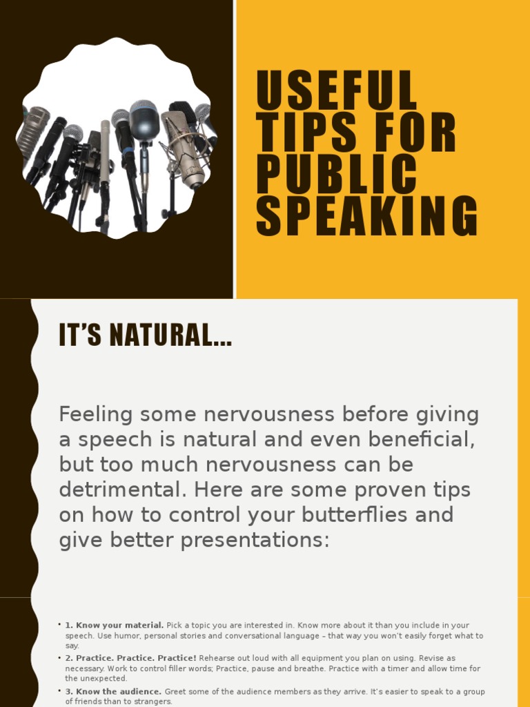 Public Speaking Tips | PDF | Psychological Concepts | Communication