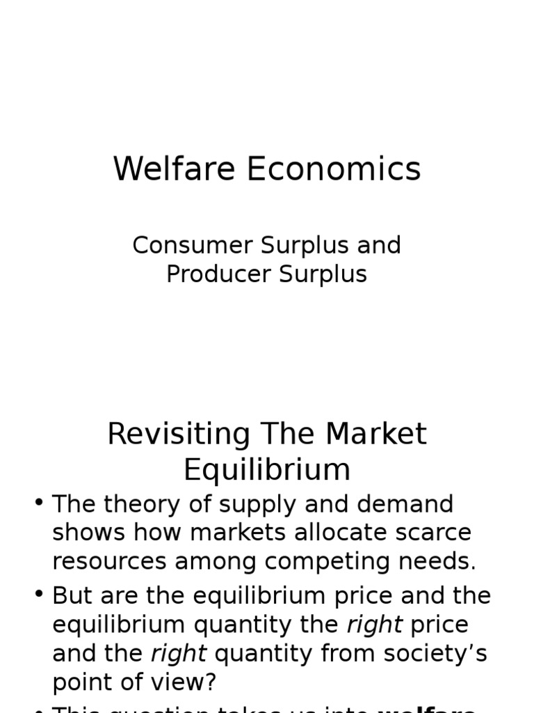 Welfare Economics: Consumer Surplus and Producer Surplus | PDF ...