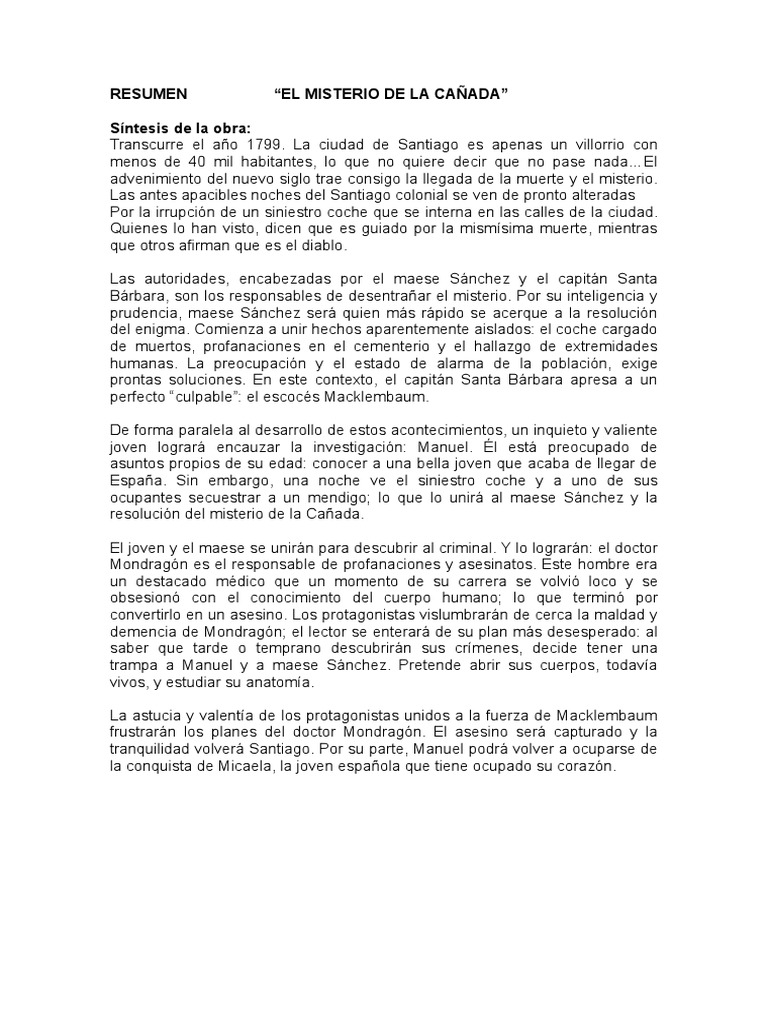 El Misterio de La Cañada | PDF | Novelas