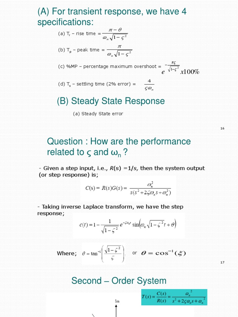 (A) For Transient Response, We Have 4 Specifications:: (A) T - Rise Time | PDF | Mathematical ...