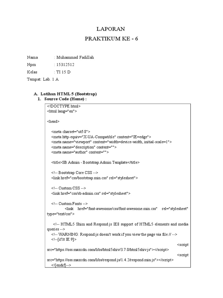 Laporan Praktikum Ke-6 Mdil | PDF | Bootstrap (Front End Framework) | Cascading Style Sheets