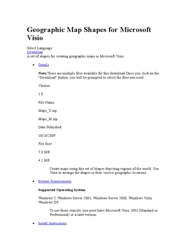 Geographic Map Shapes For Microsoft Visio | PDF | Microsoft Windows ...