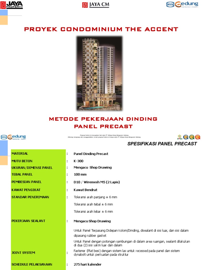 Metode Dinding Precast (r1) | PDF