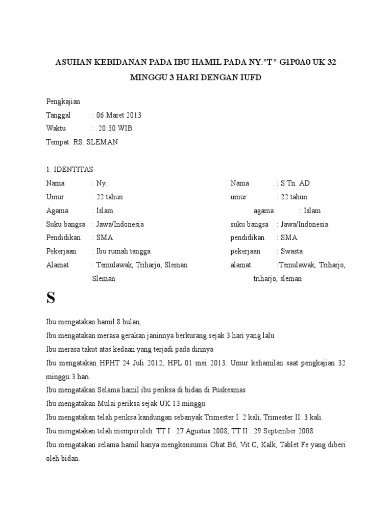 Contoh Askeb IUFD | PDF