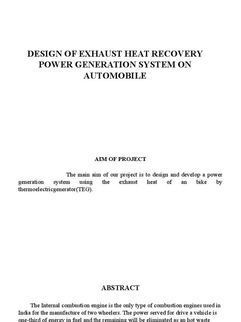 Design of Exhaust Heat Recovery Power Generation System On Automobile ...