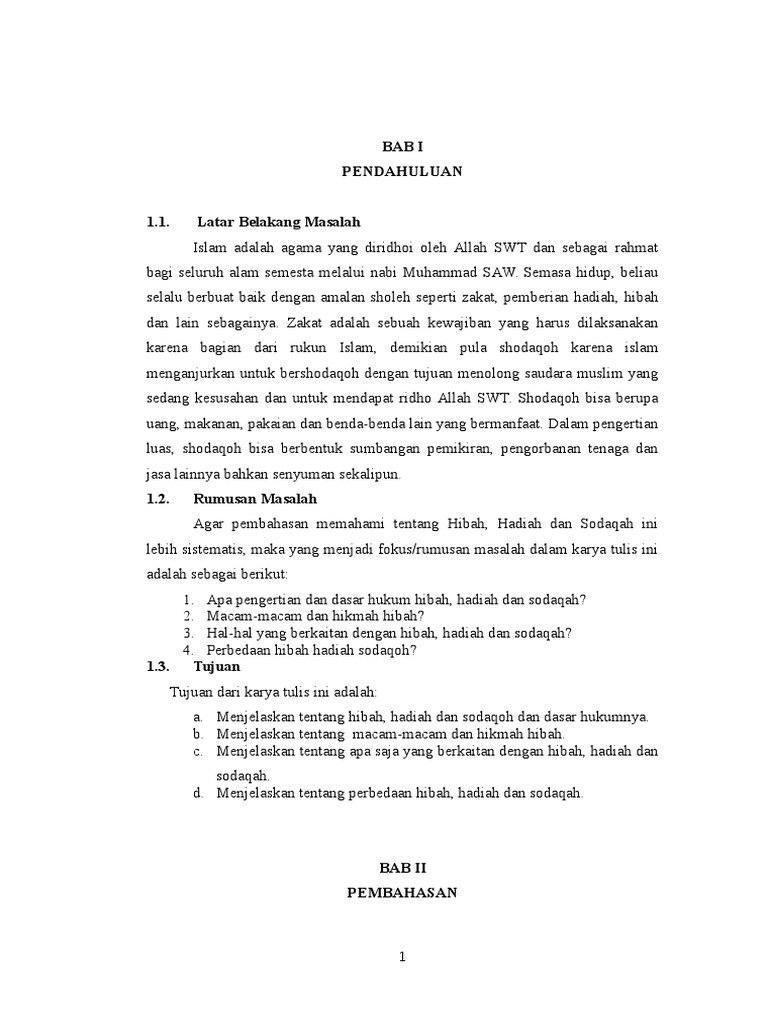 Sedekah, Hibah Dan Hadiah | PDF