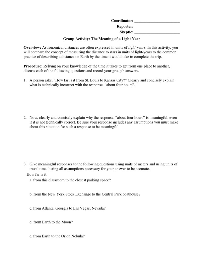 Understanding Light Years in Distance Measurement | PDF | Teaching ...