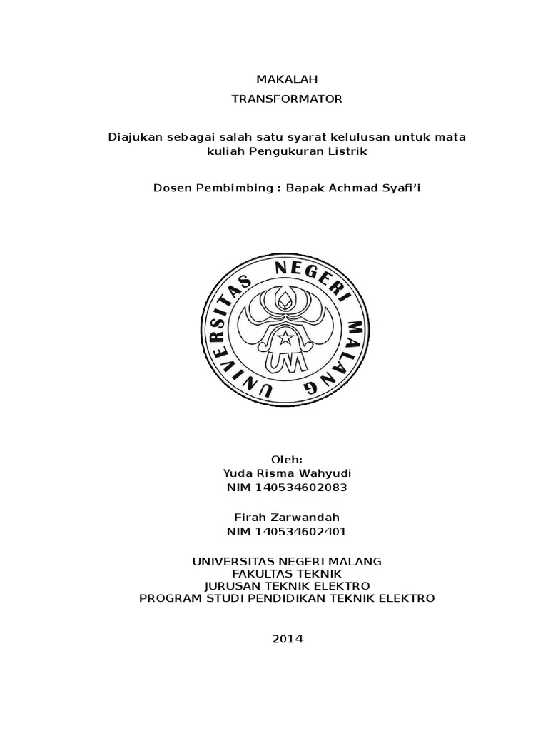 Makalah Transformator | PDF | Sains & Matematika