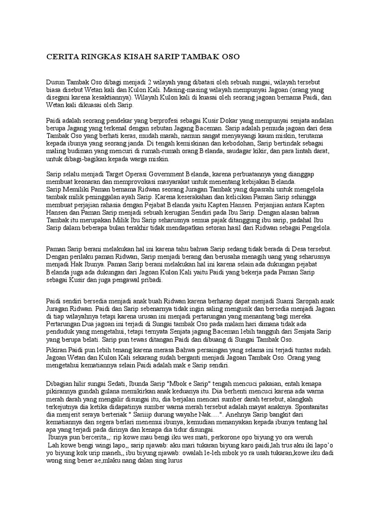 Kisah Sarip Tambak Oso | PDF | Fiksi Misteri, Thriller, & Kejahatan
