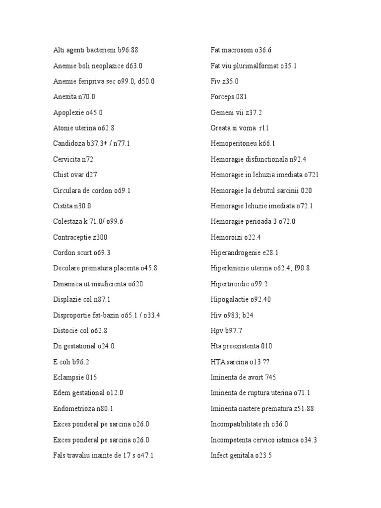 Coduri Diagnostice | PDF | Wellness | Medical