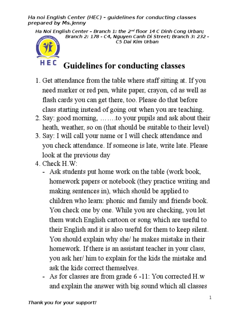 Guidelines For Conducting Classes | Download Free PDF | Learning ...