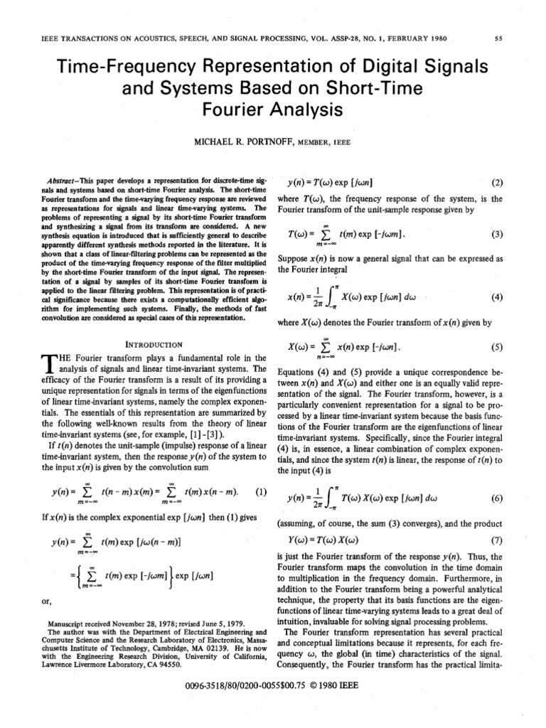 Time Frequency Representation of Digital Signals and Systems Based On ...