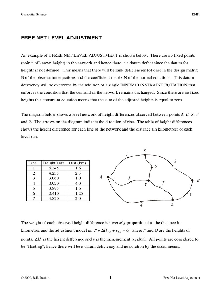 Adjustment of Level Networks Using LS | PDF | Matrix (Mathematics ...