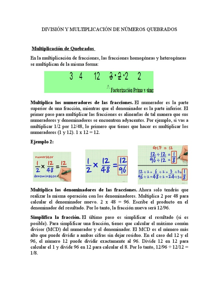 División y Multiplicación de Números Quebrados | PDF