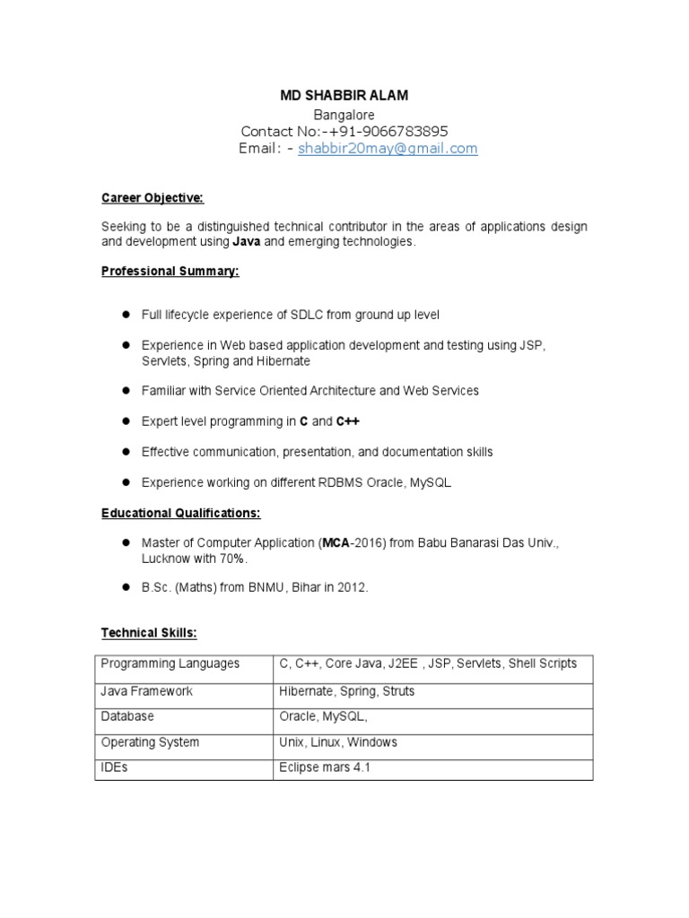 Bangalore Contact No:-+91-9066783895 Email: - : MD Shabbir Alam | PDF | Java Server Pages | Java ...