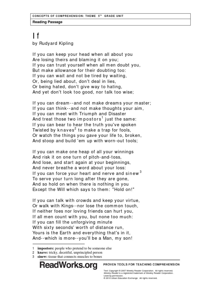 If Poem Questions PDF
