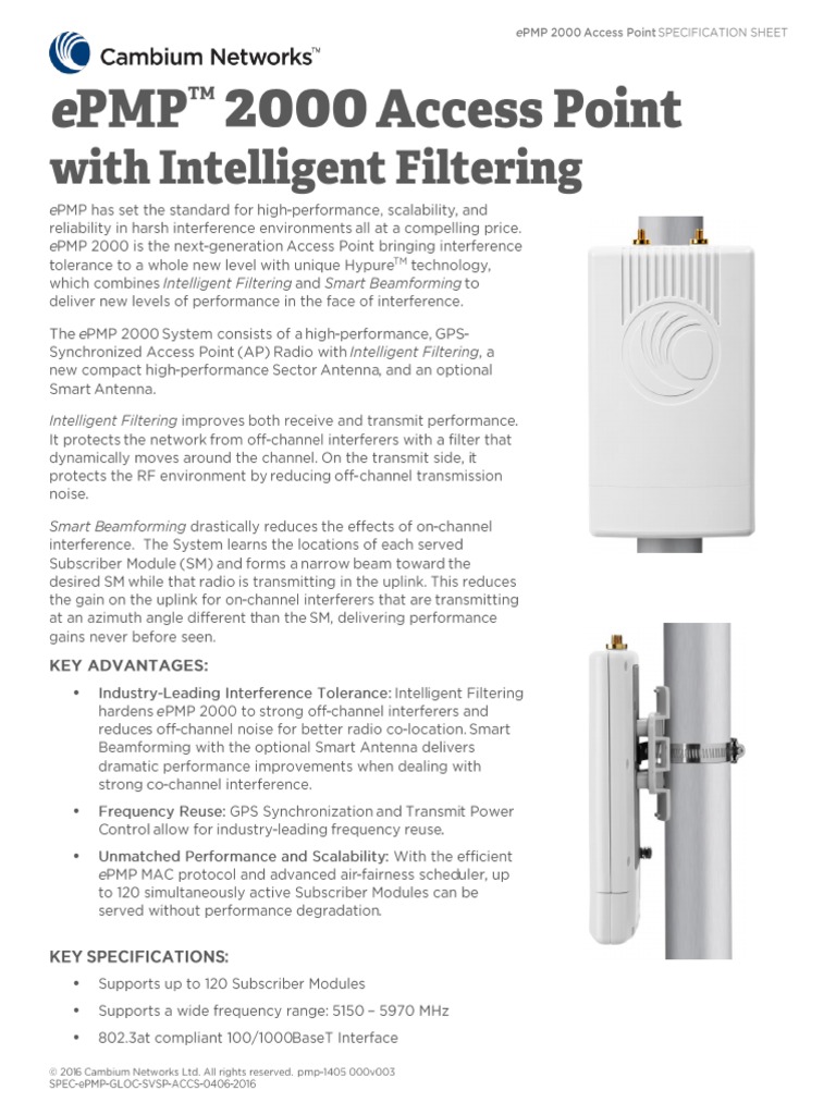 Cambium EPMP 2000 Access Point Datasheet | PDF