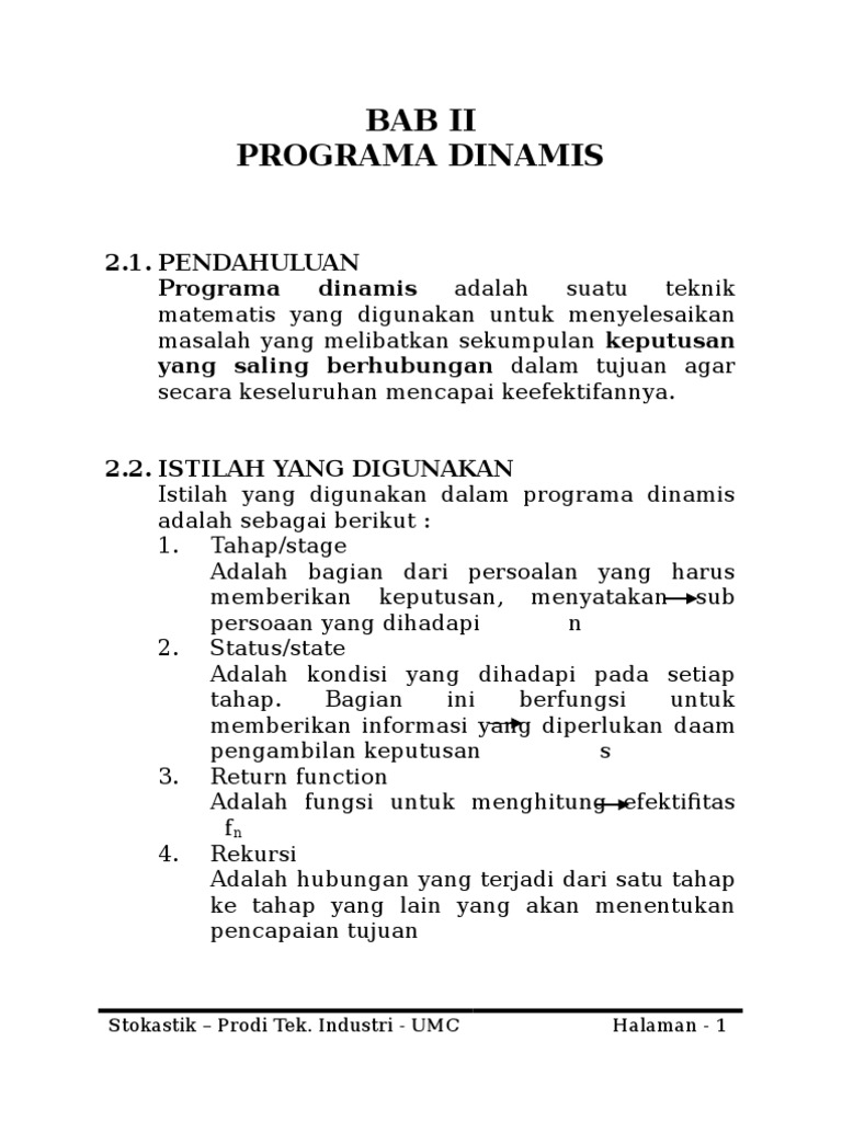 Programa Dinamis: Konsep dan Aplikasi | PDF