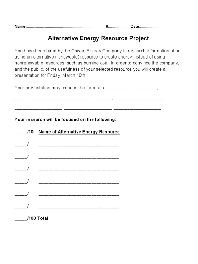 Alternative Energy Resource Project | PDF | Business