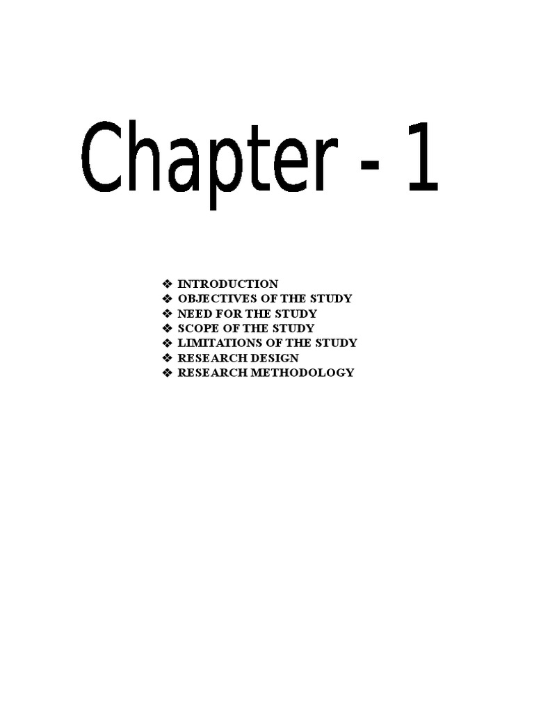 Objectives of The Study Need For The Study Scope of The Study ...