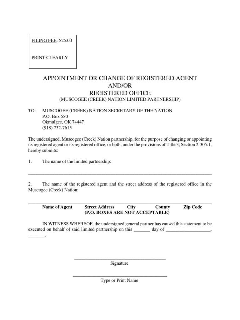 Appointment or Change of Registered Agent and or Registered Office | PDF