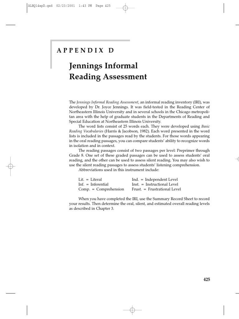 Silent Reading Comprehension Richek Appd | PDF