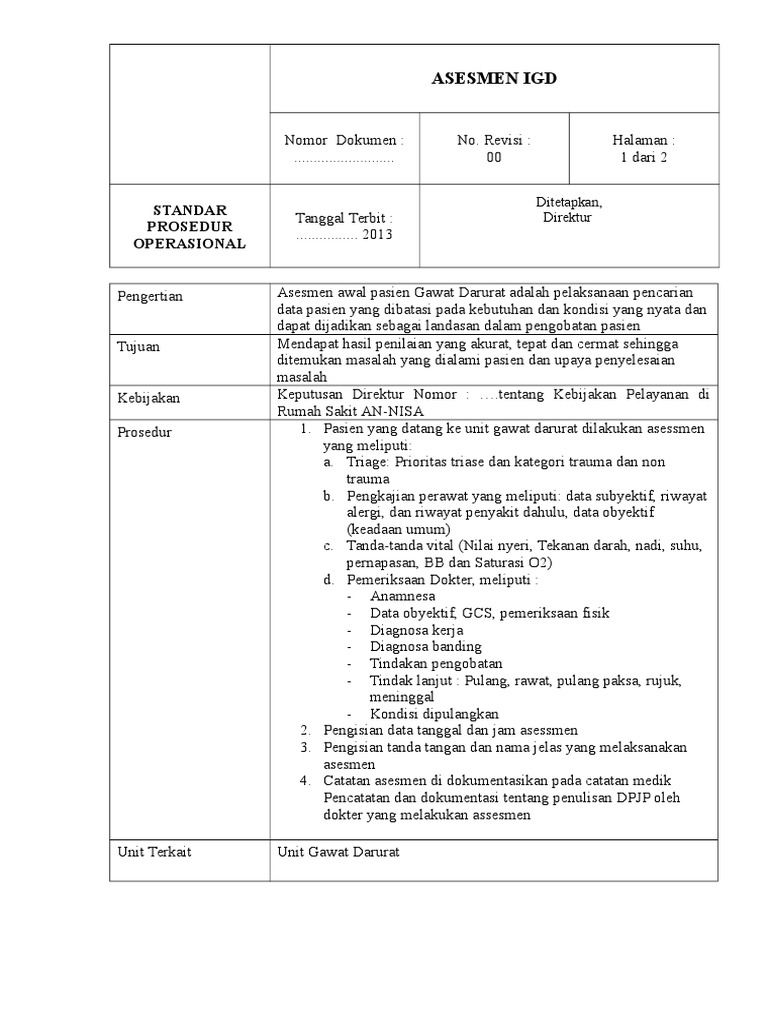 SPO Asesmen IGD | PDF | Sains & Matematika